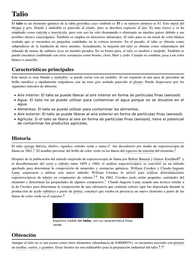 Talio | PDF | Elementos químicos | Átomos