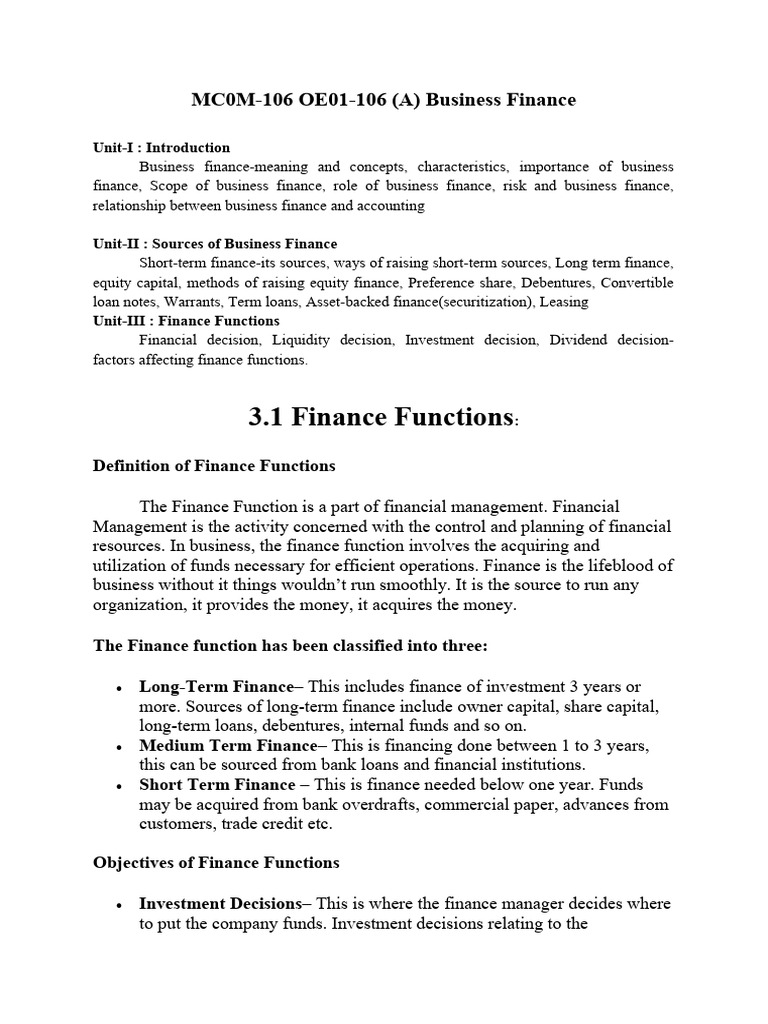 Business Finance: Key Concepts & Functions | PDF | Dividend | Investing