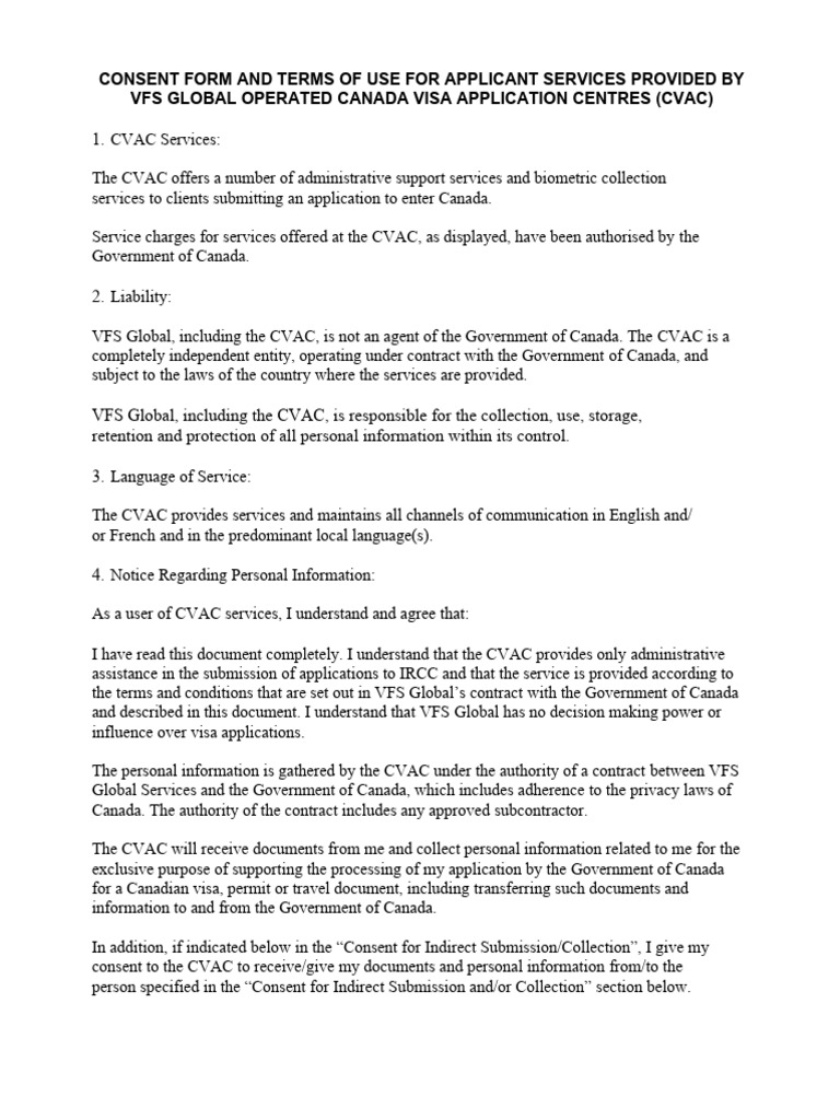 VFS ConsentForm | PDF | Biometrics | Information