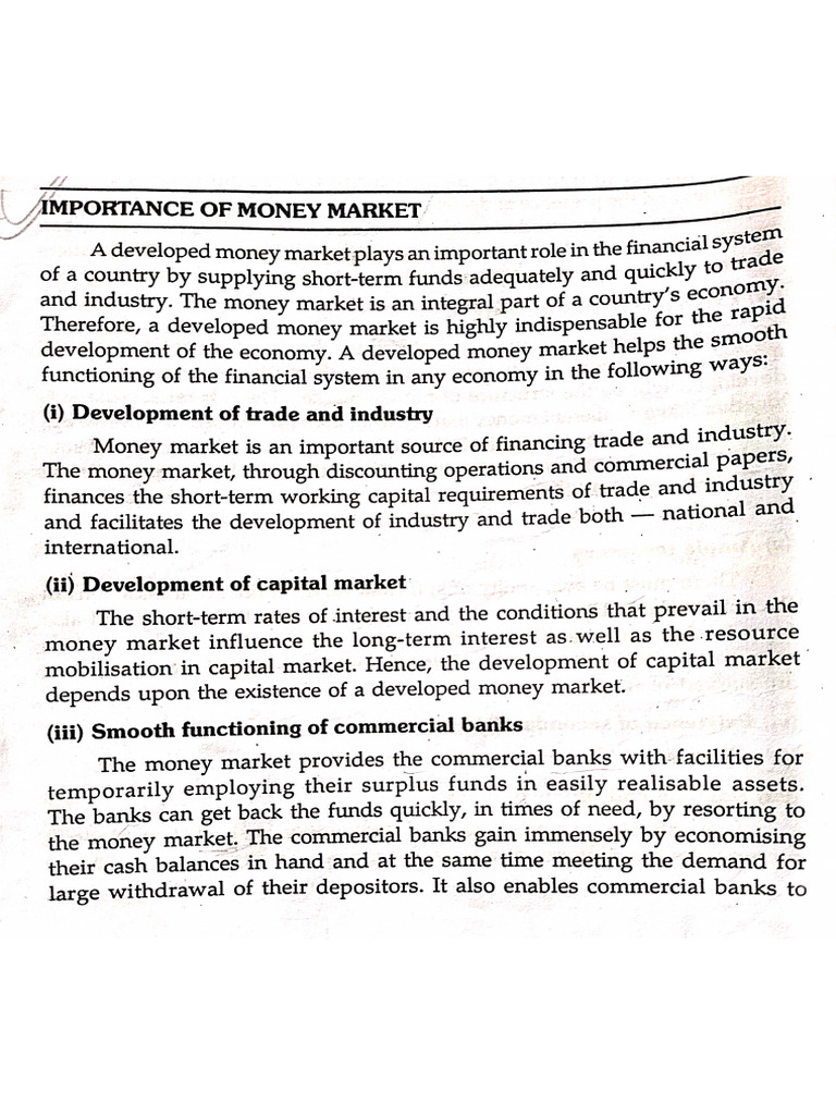 Importance of The Money Market | PDF