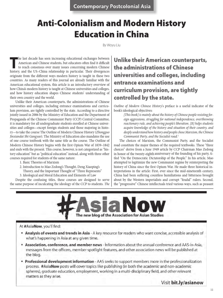 Anti-Colonialism and Modern History Education in China | PDF | China ...