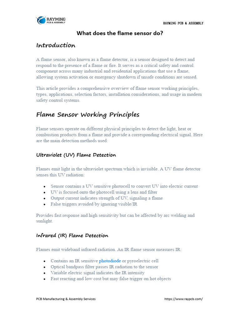 What Does The Flame Sensor Do | PDF | Ultraviolet | Infrared