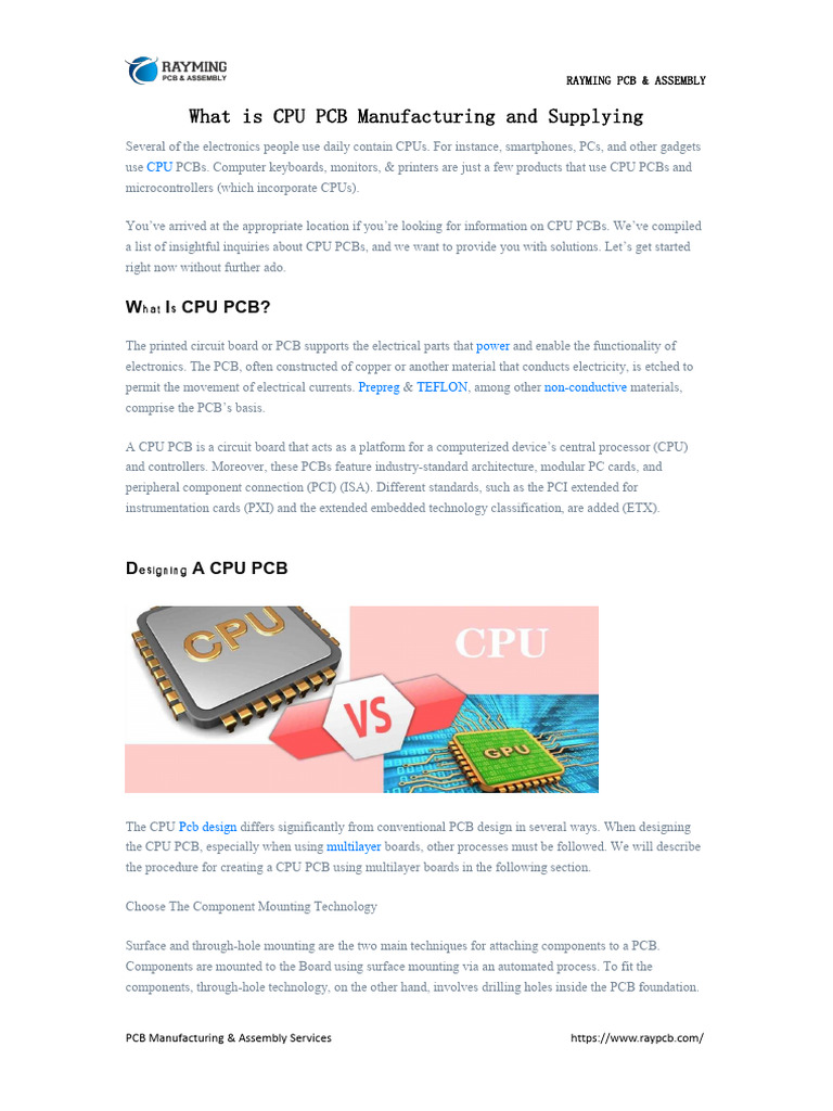 CPU PCB Design and Assembly Guide | PDF | Printed Circuit Board ...