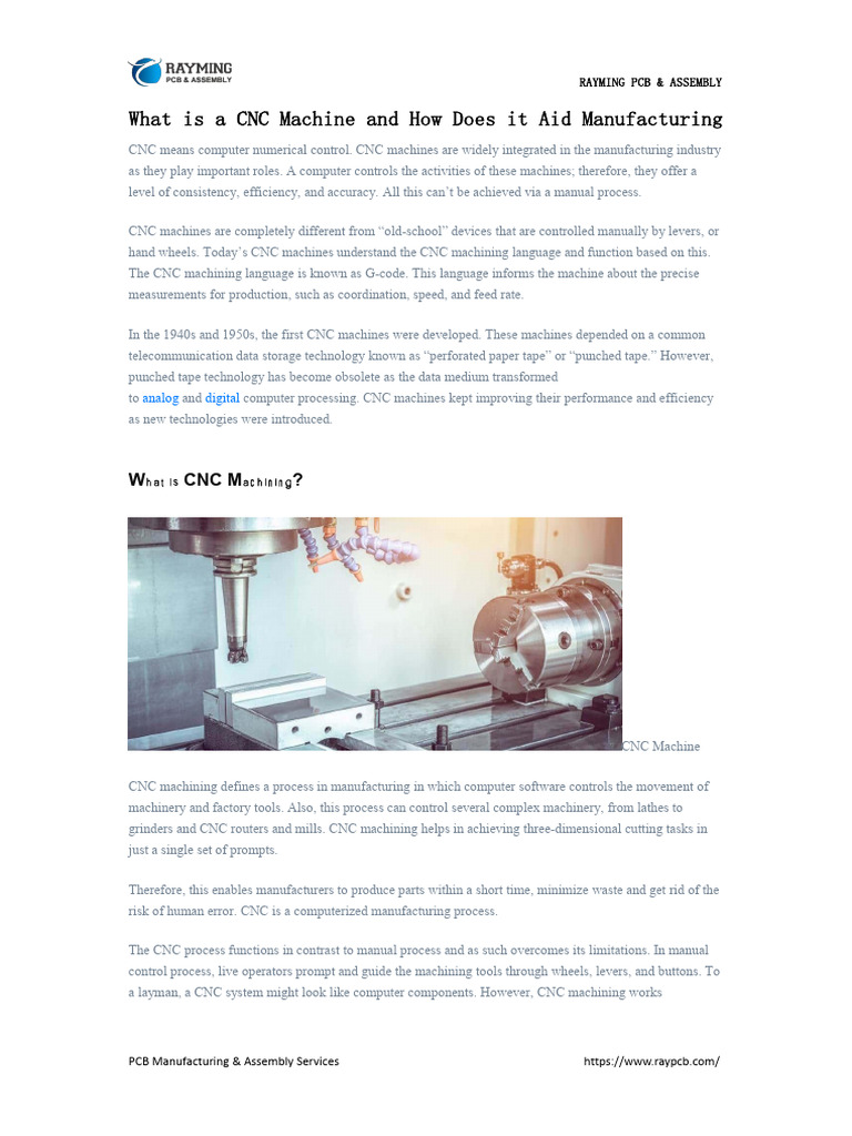 What is a CNC Machine and How Does It Aid Manufacturing | PDF | Numerical Control | Computer ...