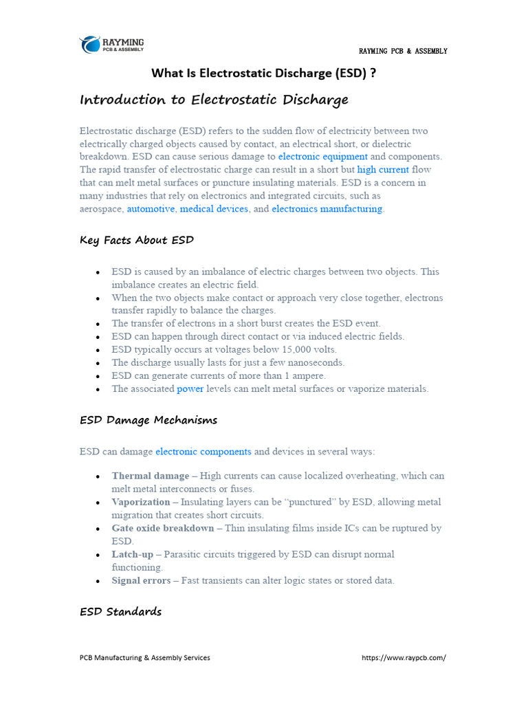 What Is Electrostatic Discharge (ESD) | PDF | Electrostatic Discharge | Printed Circuit Board