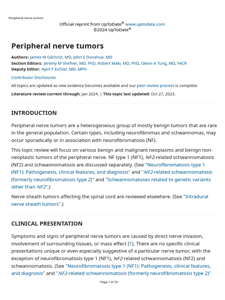 Peripheral Nerve Tumors | PDF | Neoplasms | Sarcoma