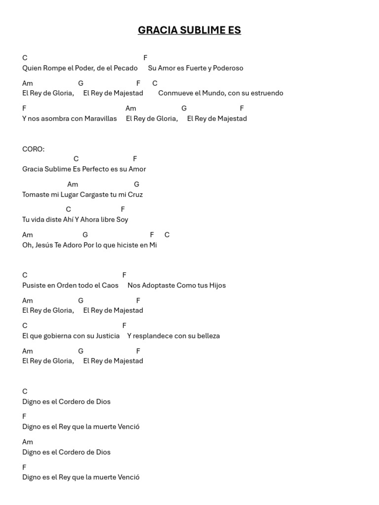 Gracia Sublime Es. Acordes | PDF