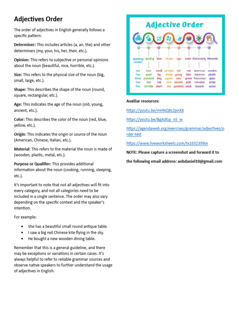Adjectives Order | PDF