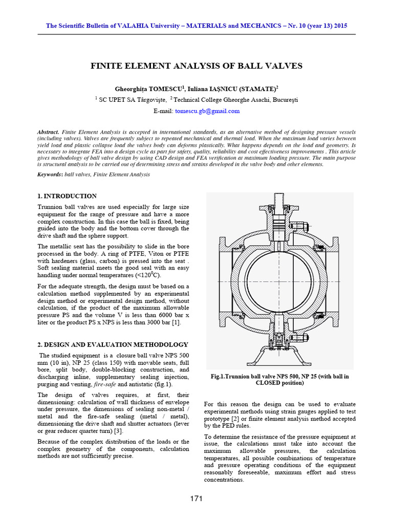 Finite Element Analysis of Ball Valves | PDF | Valve | Finite Element ...