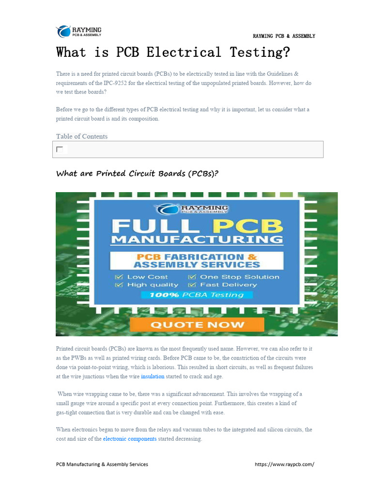 PCB Electrical Testing Guide | PDF | Printed Circuit Board | Electrical ...