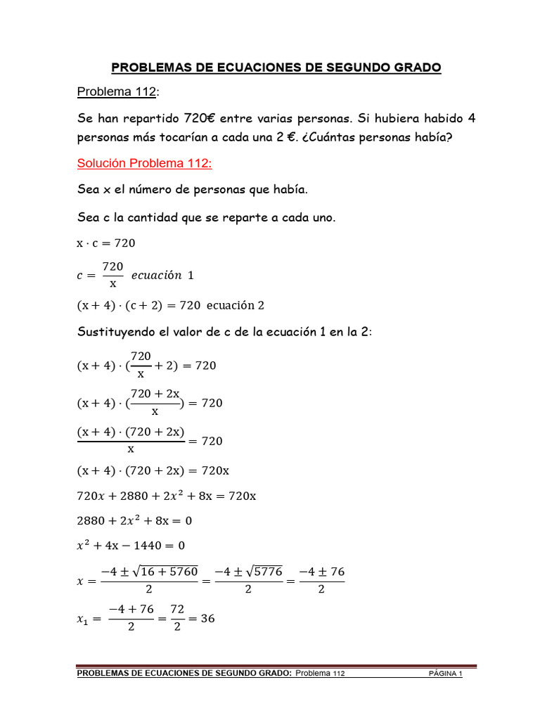 solucion-ecuaciones-segundo-grado-problema-112 | PDF