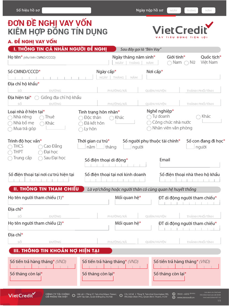 Bieu Mau Vay Tieu Dung Tieu Thuong | PDF