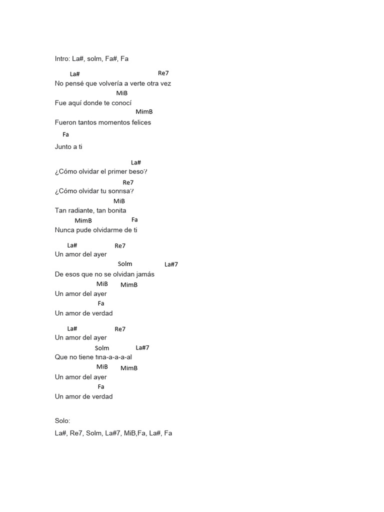 Un Amor Del Ayer Acordes | PDF