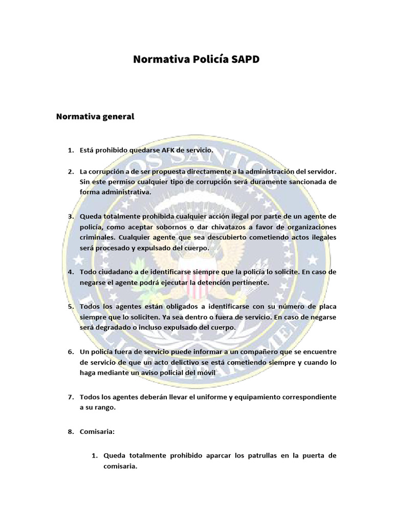 Normativas_LSPD | PDF | Policía | Secuestro