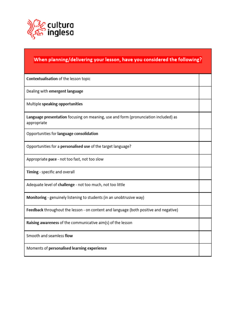 Effective Lesson Planning Checklist | PDF