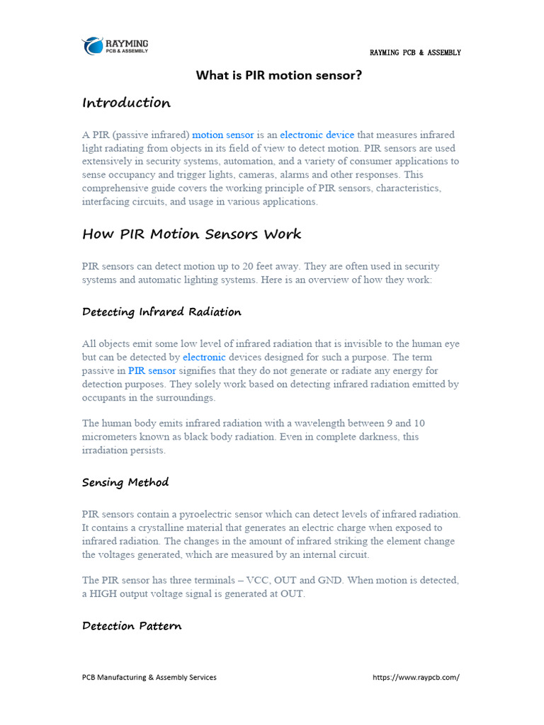 What Is PIR Motion Sensor | PDF | Infrared | Electrical Engineering