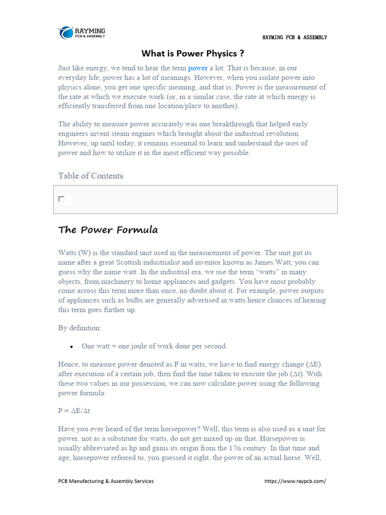 What Is Power Physics | PDF | Electrical Resistance And Conductance ...