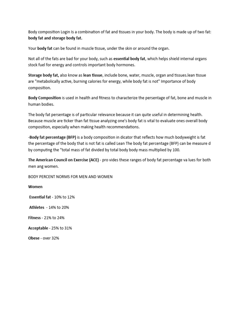 Body compositio-WPS Office | PDF | Obesity | Physical Fitness