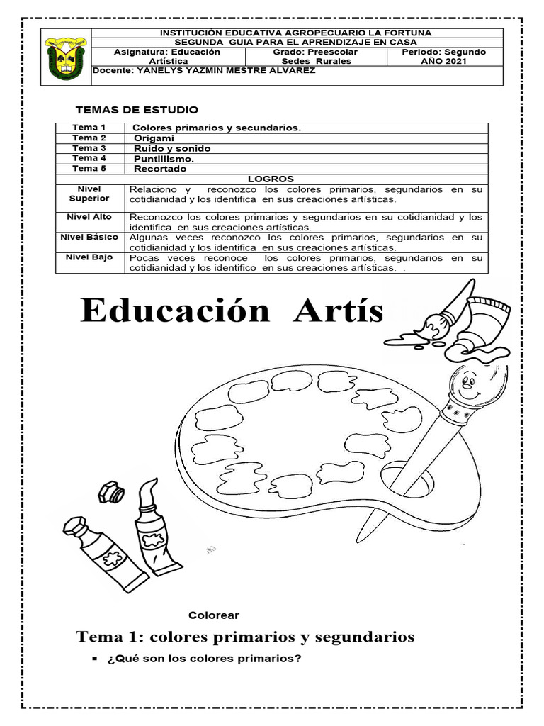 Modulo de Educacion Artistica Preescolar 2P | PDF | Origami | Tecnicas artisticas