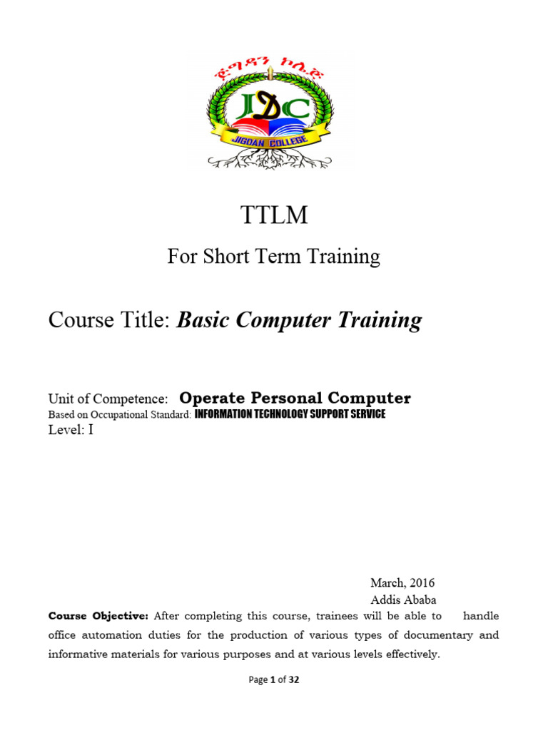Basic Computer Training TTLM | PDF | Icon (Computing) | Computer File