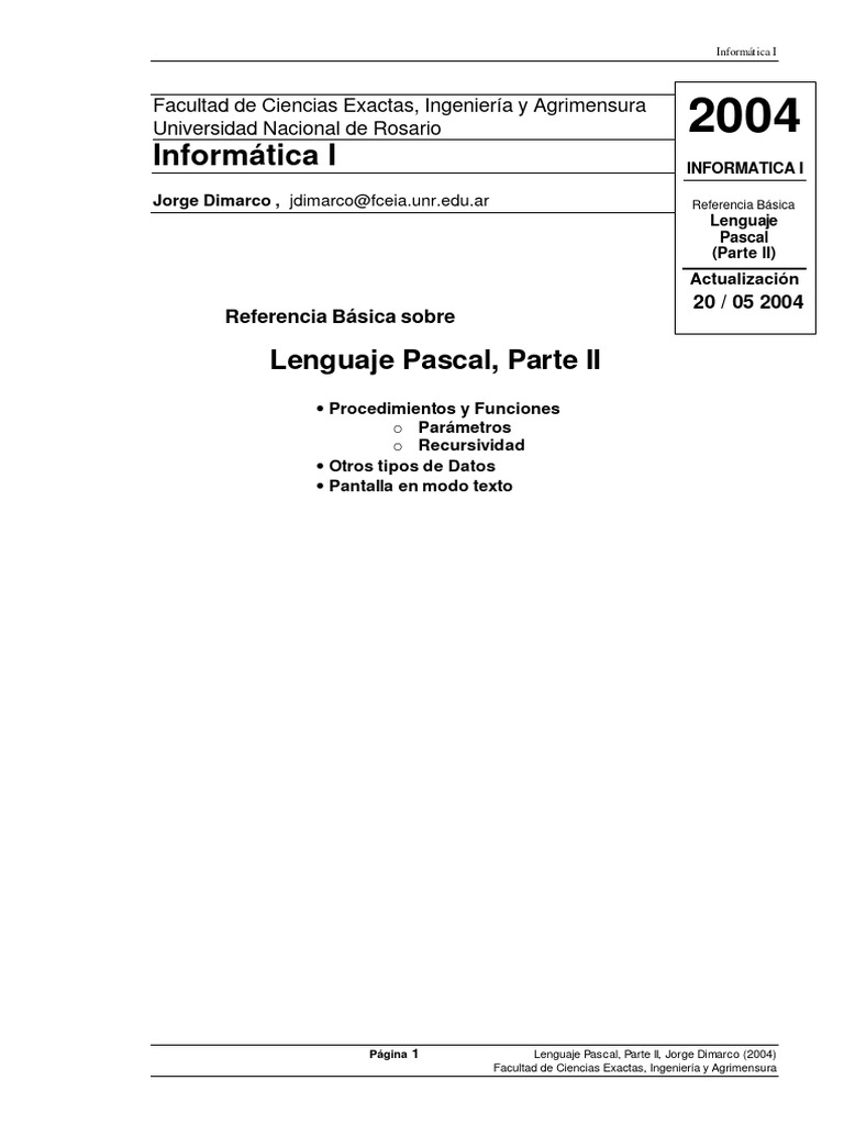 Manual - Pascal - Parte - II Print | PDF | Lenguaje de programación | Informática