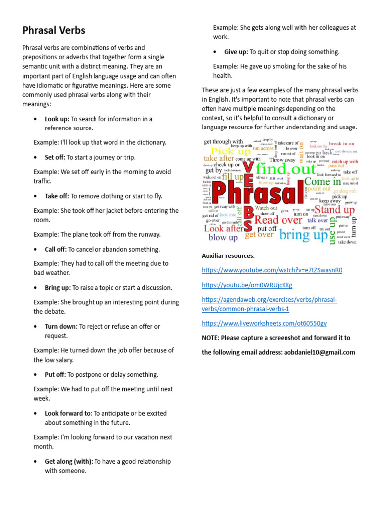 Phrasal Verbs | PDF | English Language | Verb