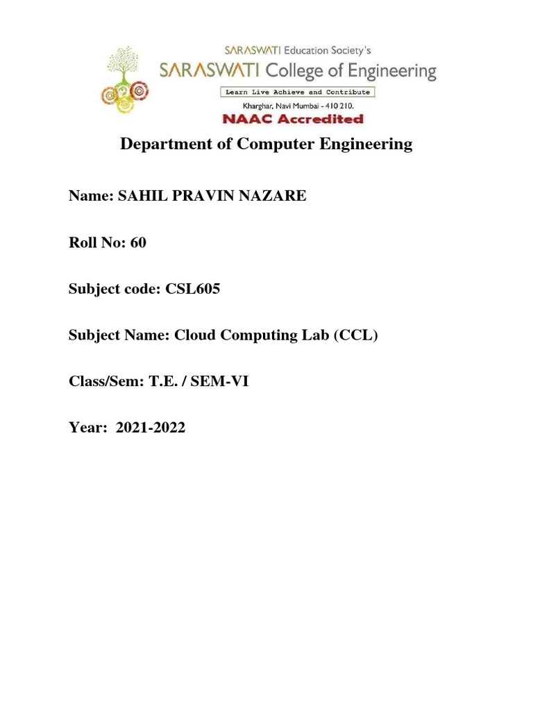 60 SahilNazare CCL | PDF | Cloud Computing | Amazon Web Services