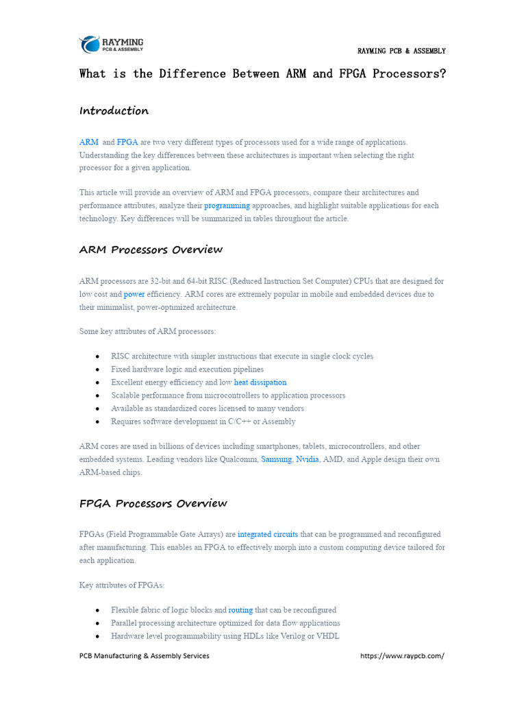 What Is The Difference Between Arm And Fpga Processors Pdf Field Programmable Gate Array 0796