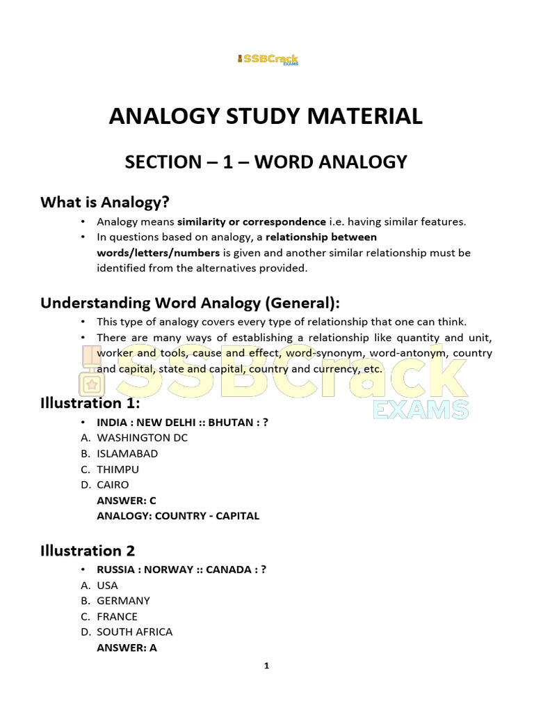 Analogy Study Material Complete Lyst3381 Pdf Psychotherapy Mental