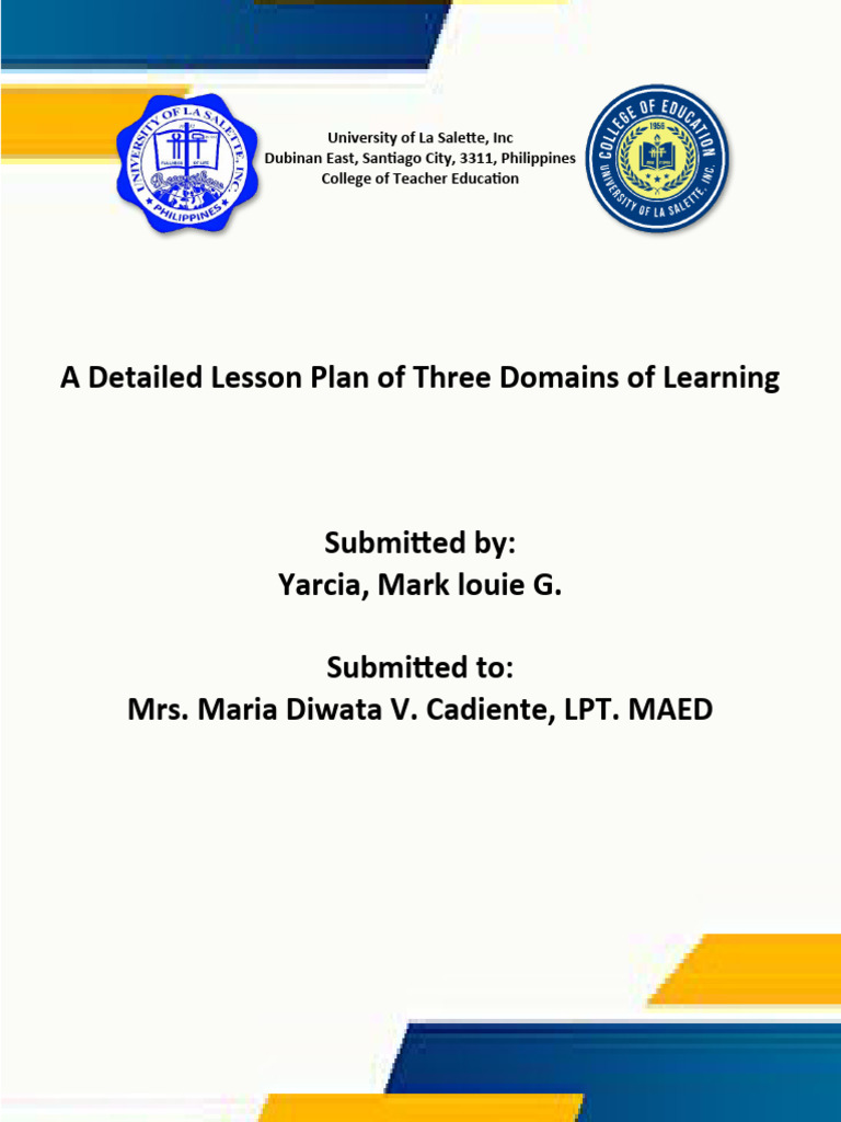 Lesson Plan on Three Learning Domains | PDF | Affect (Psychology ...