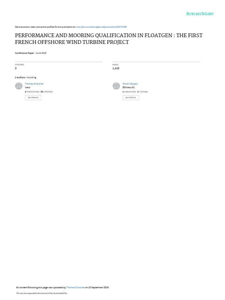 Grand Renewable 2018 MotionMooring Qualification in Floatgen | PDF ...