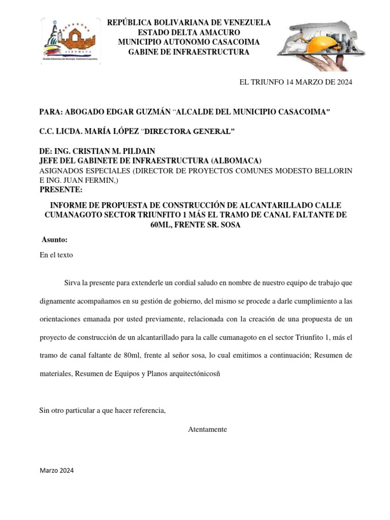 Informe Calle Cumanagoto Corregido 20244 | PDF