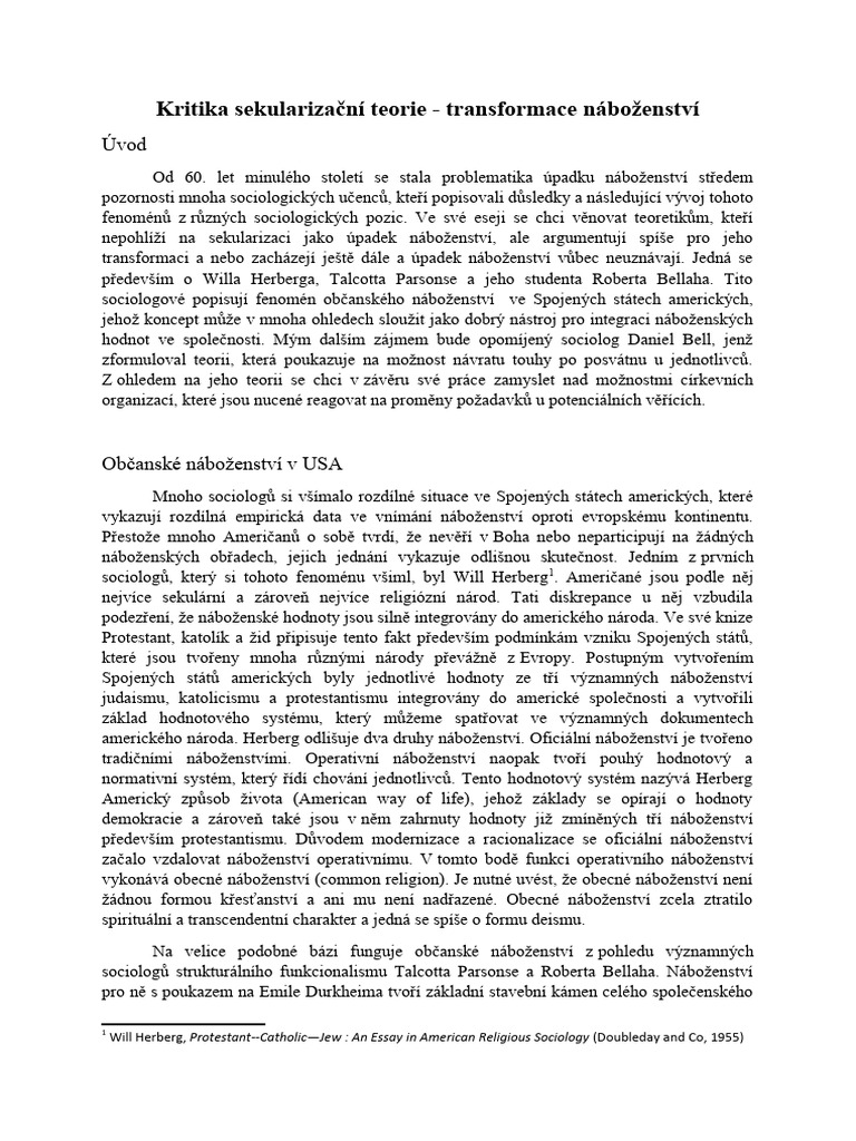 Teorie Sekularizace - Vojtěch Javorek | PDF