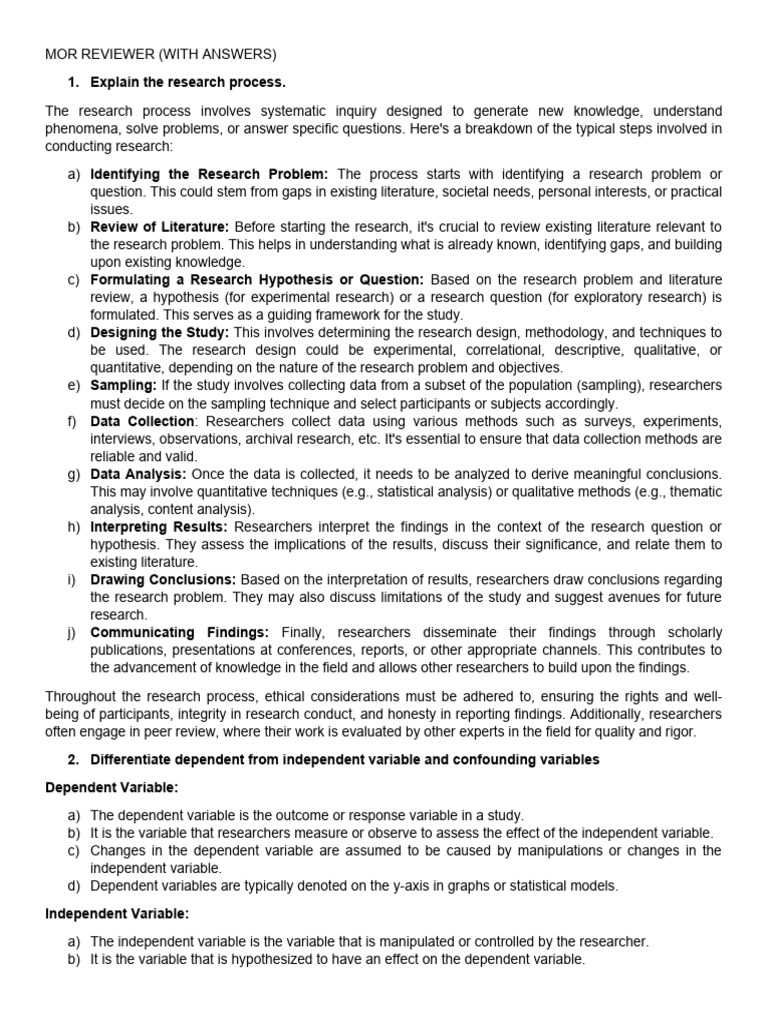 Mor Reviewer | PDF | Methodology | Hypothesis