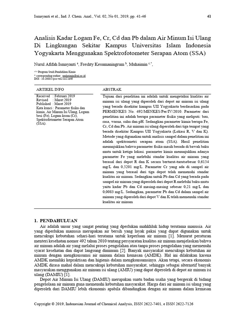 Analisis Kadar Logam Fe CR CD Dan PB Dal Eabe4a65 | PDF