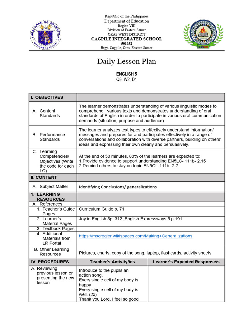 DLP ENG Q3 W2 | PDF | Learning | Phonics