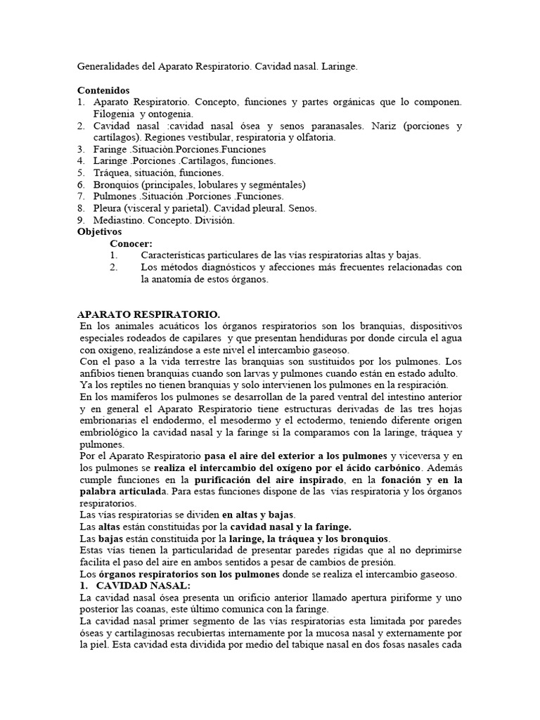 Generalidades Del Aparato Respiratorio, VIAS RESPIRATORIAS ALTAS Y ...