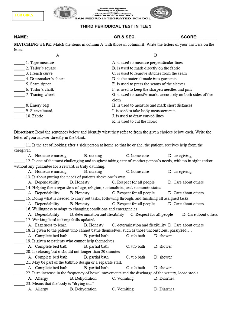 PT - G9 - Tle Girls | PDF | Seam (Sewing) | Hair
