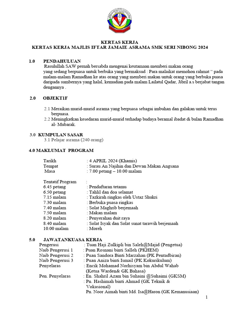 KERTAS KERJA Iftar Jamaie | PDF