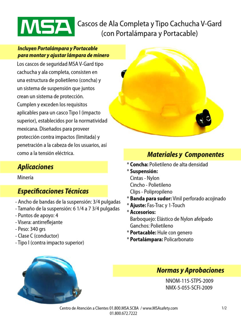 Ficha Tecnica V-Gard Con Portalampara y Portacable | PDF | Casco