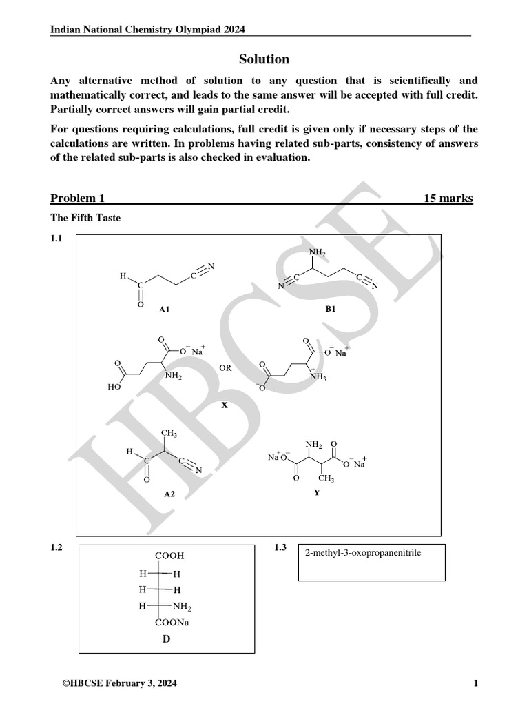 INChO2024-Solution-20240206 | PDF | Materials | Chemical Substances