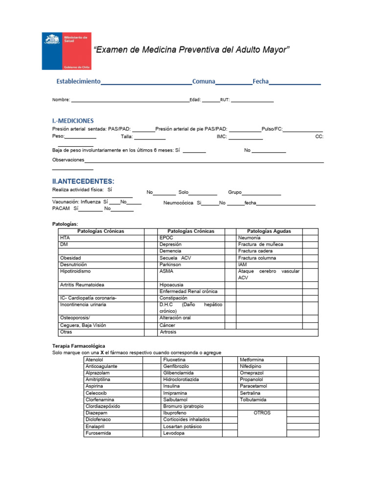 Ficha Clinica Adulto Mayor | PDF | Enfermedades y trastornos | Causas de la muerte