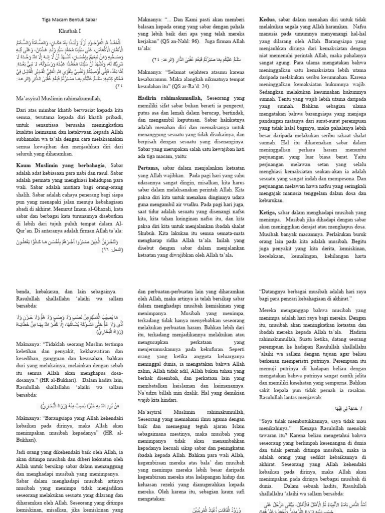 Tiga Macam Bentuk Sabar | PDF