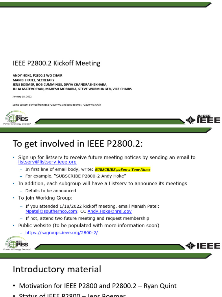 IEEE P2800.2 Kickoff Meeting | PDF | Verification And Validation ...