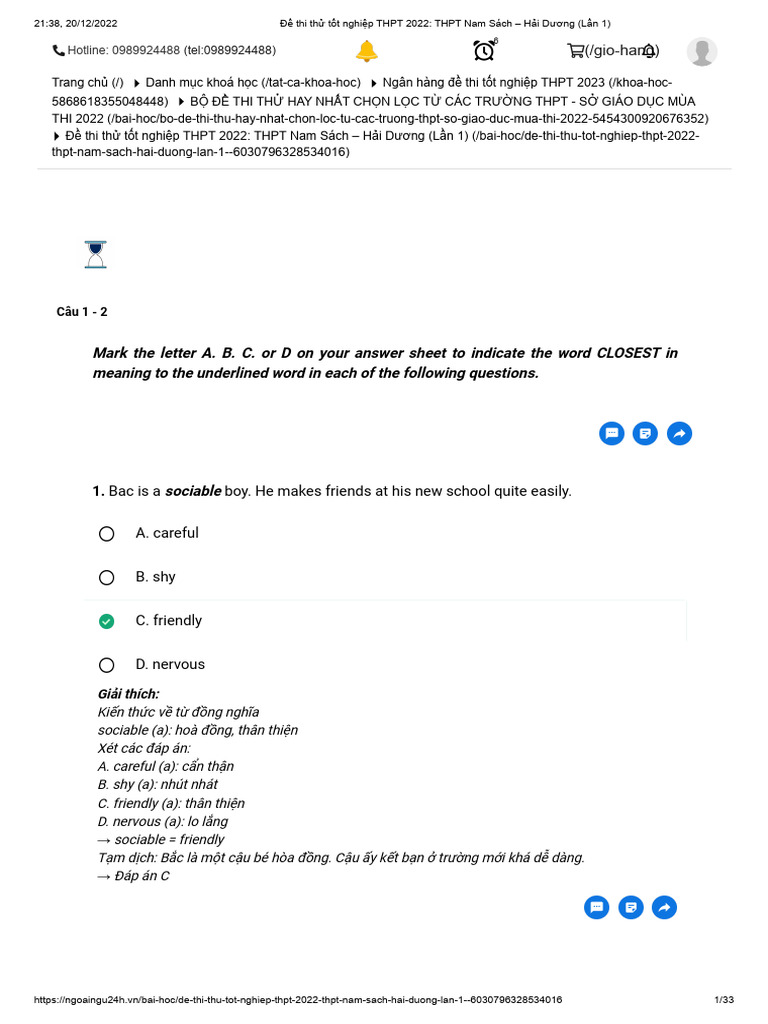 Mark The Letter A. B. C. or D On Your Answer Sheet To Indicate The Word ...