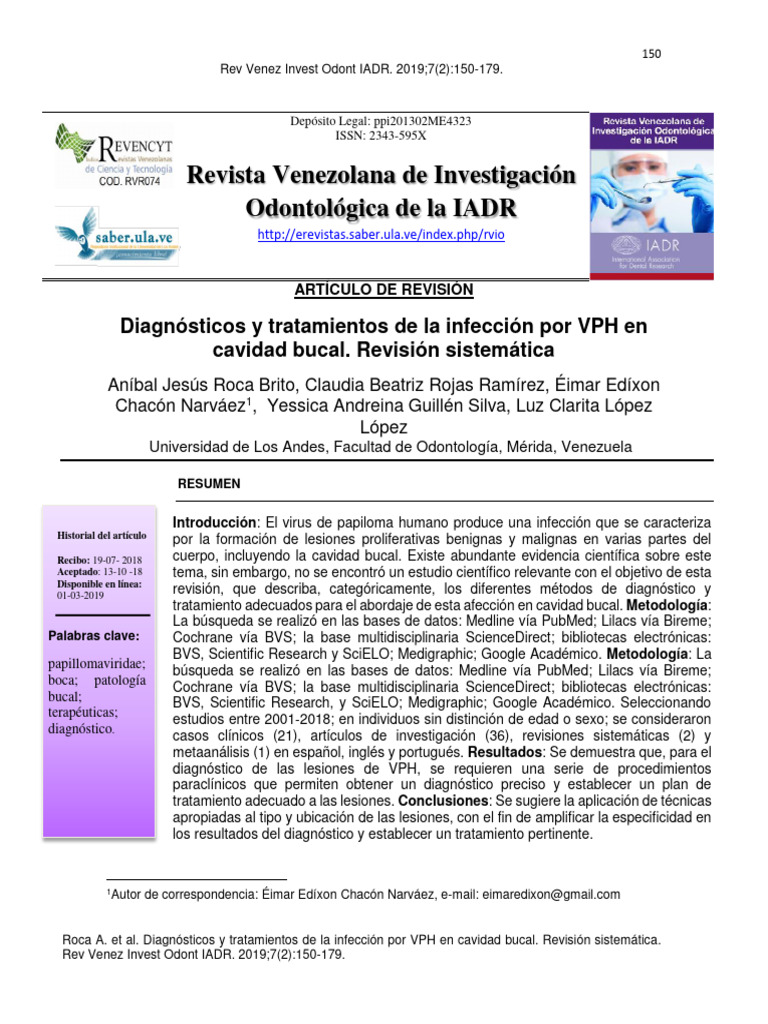 Diagnósticos y Tratamientos de La Infección Por VPH en | PDF | Reacción ...