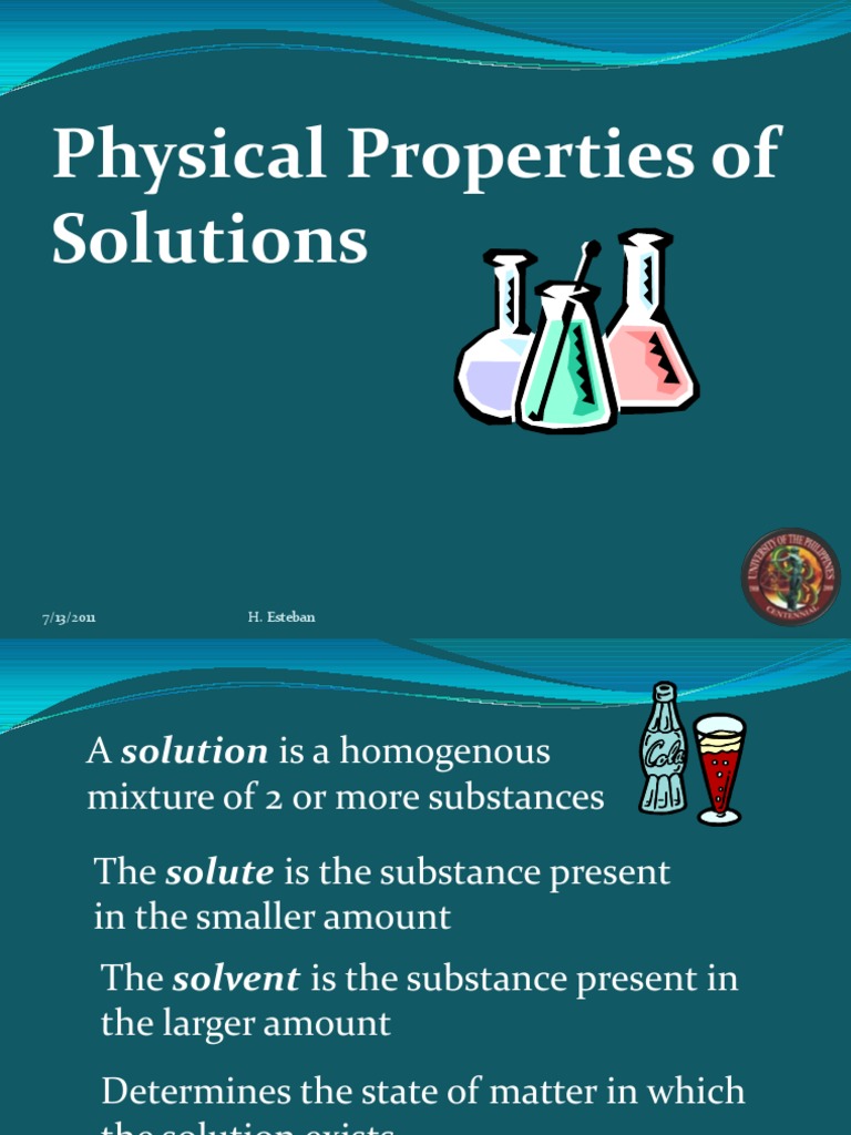 Properties and Types of Solutions | PDF | Solution | Solubility