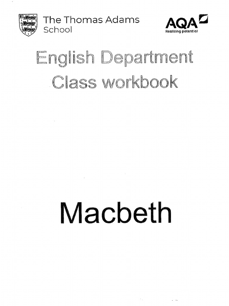 English Class Workbook Macbeth | PDF
