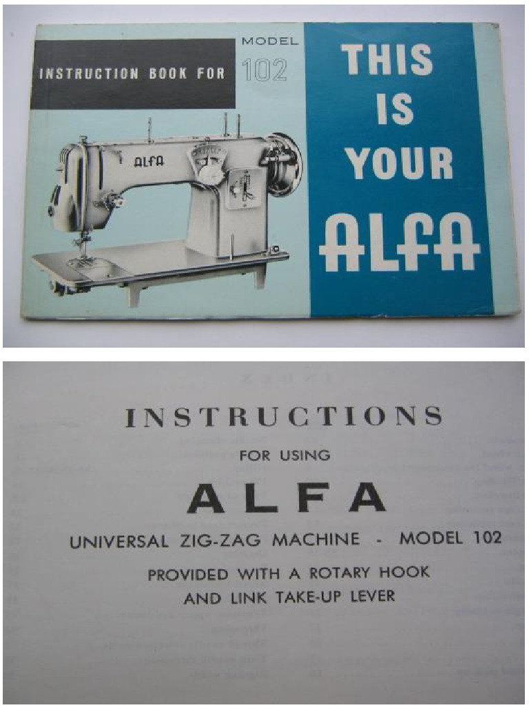 Alfa 102 Sewing Machine Instruction Manual | PDF