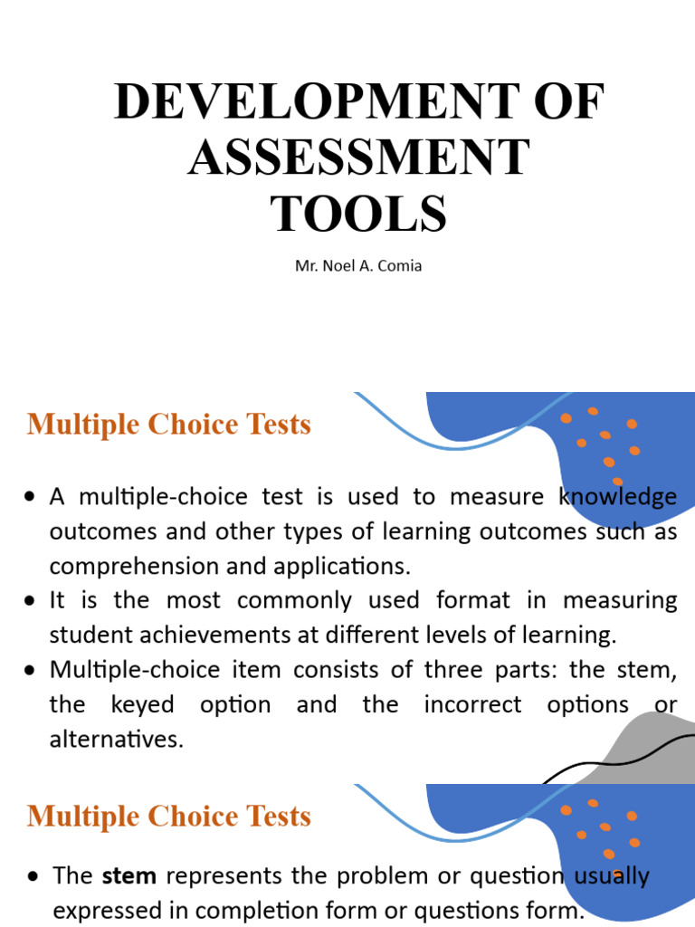 Development of Assessment Tools | PDF | Multiple Choice | Human Communication